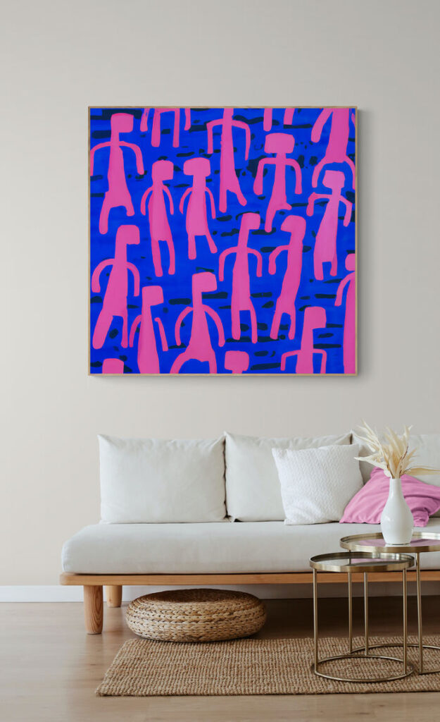 Abstract Art Print - Pink People