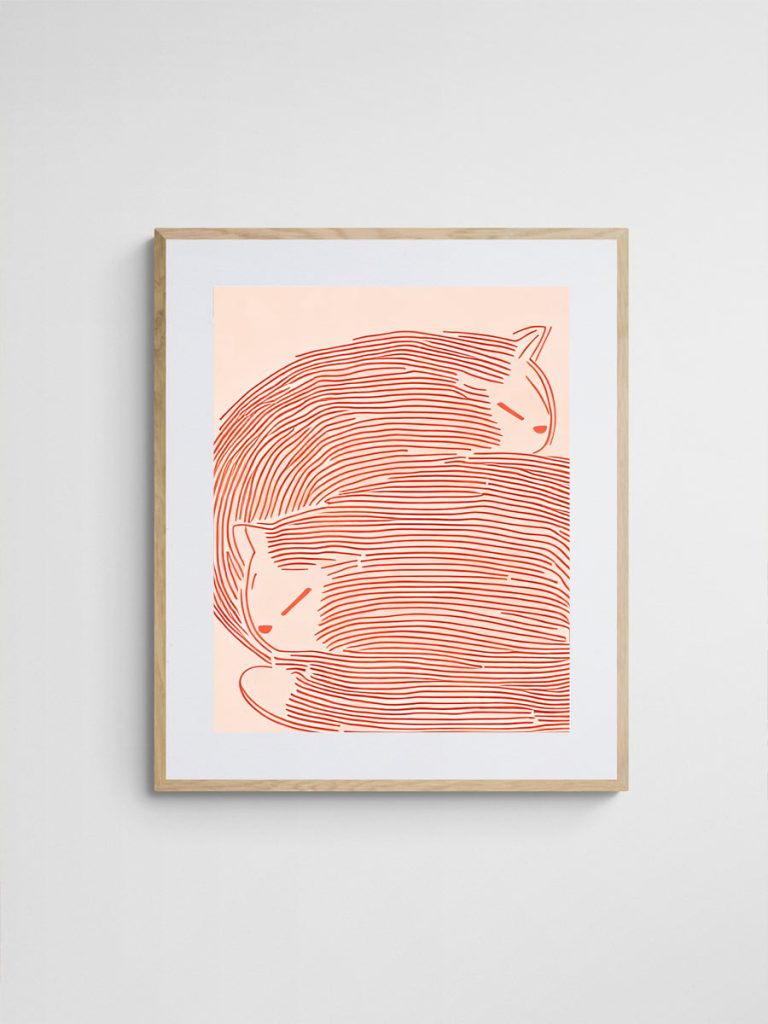 Abstract Art Print - Sleeping Cats
