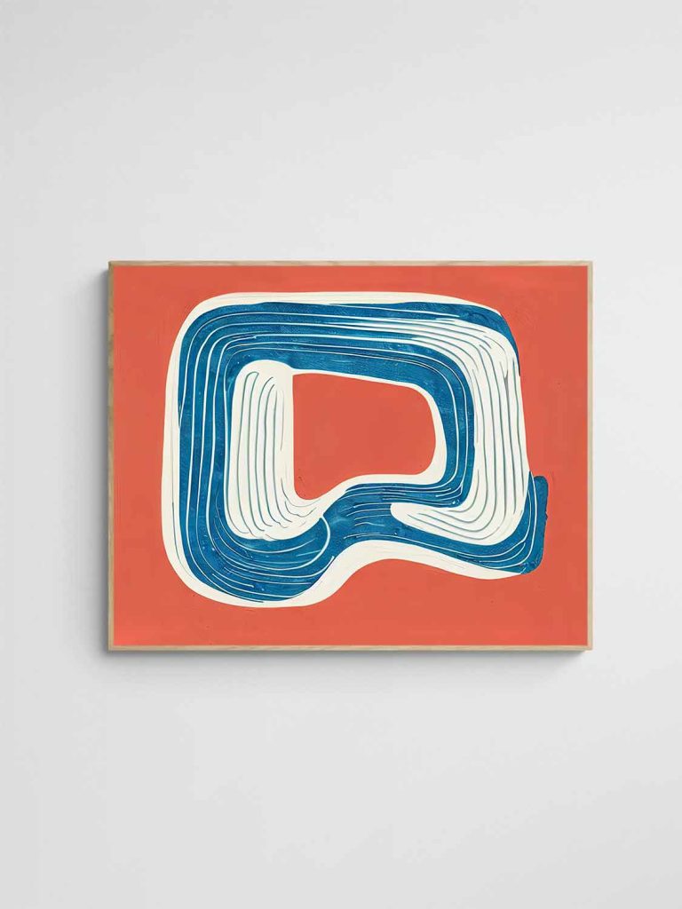 Minimalist Abstract Artwork - Crossing Paths 5 - Red and Blue