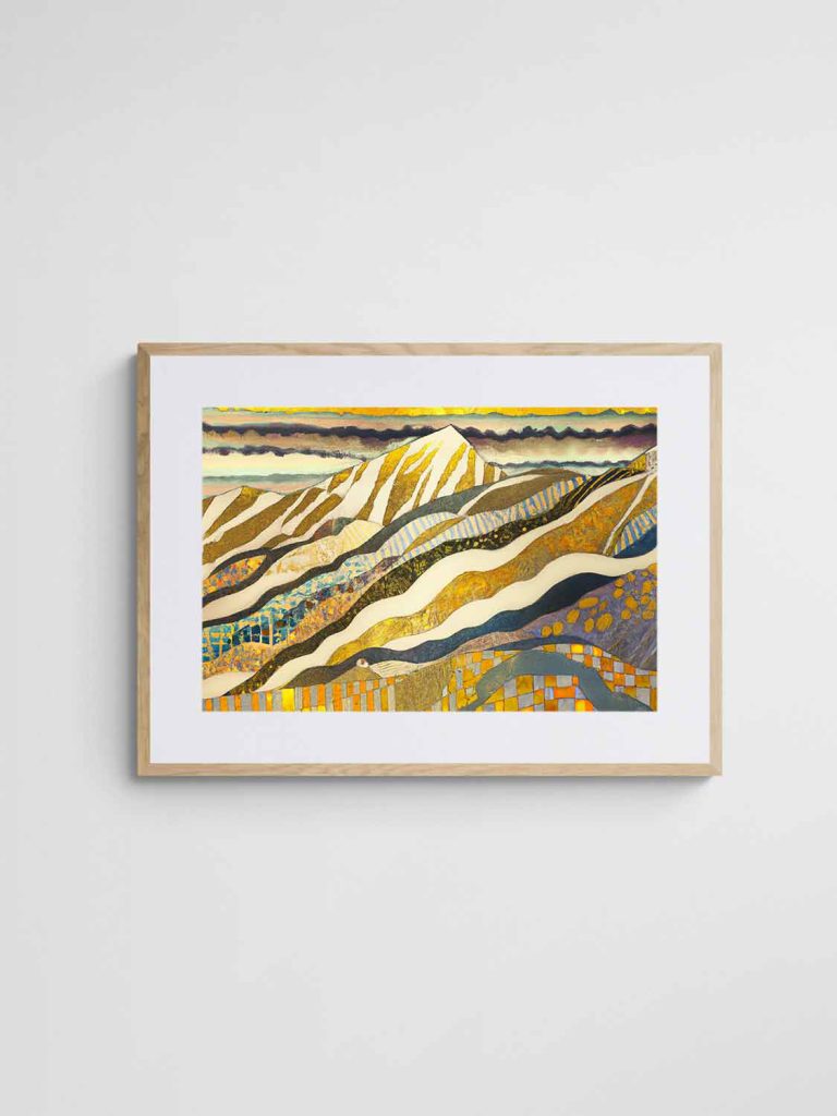 Mountain Landscape Art Print - Hills of Gold 15 - Abstract Art